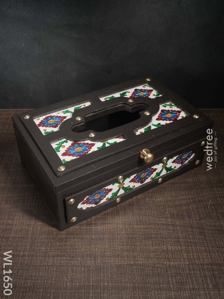 Buy Tissue Box - Meenakari Wooden online in the U.K.| AHA BAZAAR